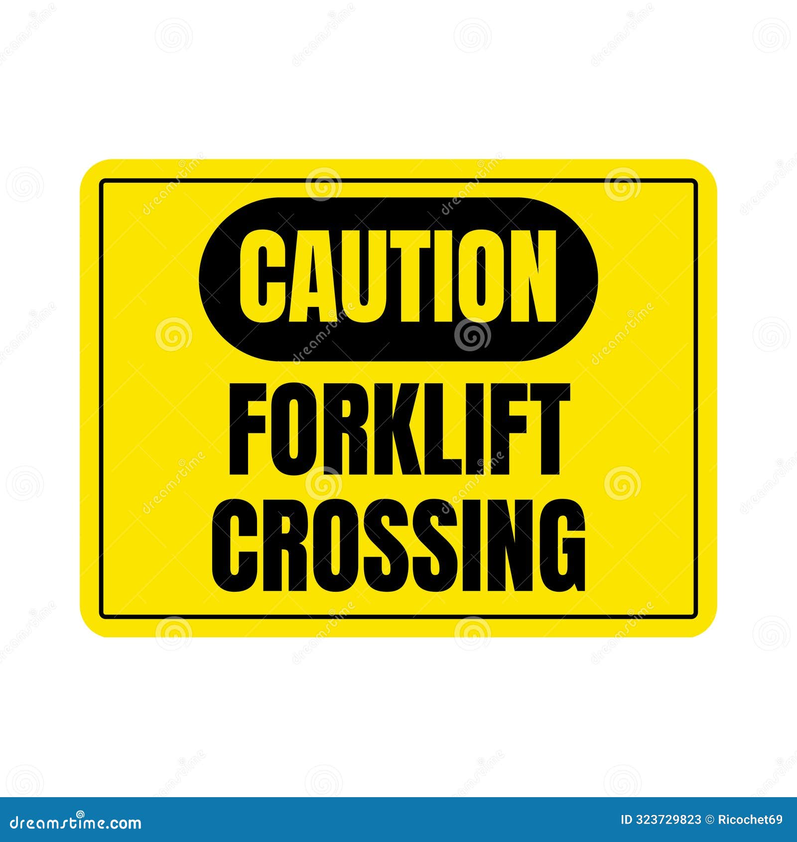 Caution Forklift Traffic Floor Sign On White Background Vector ...