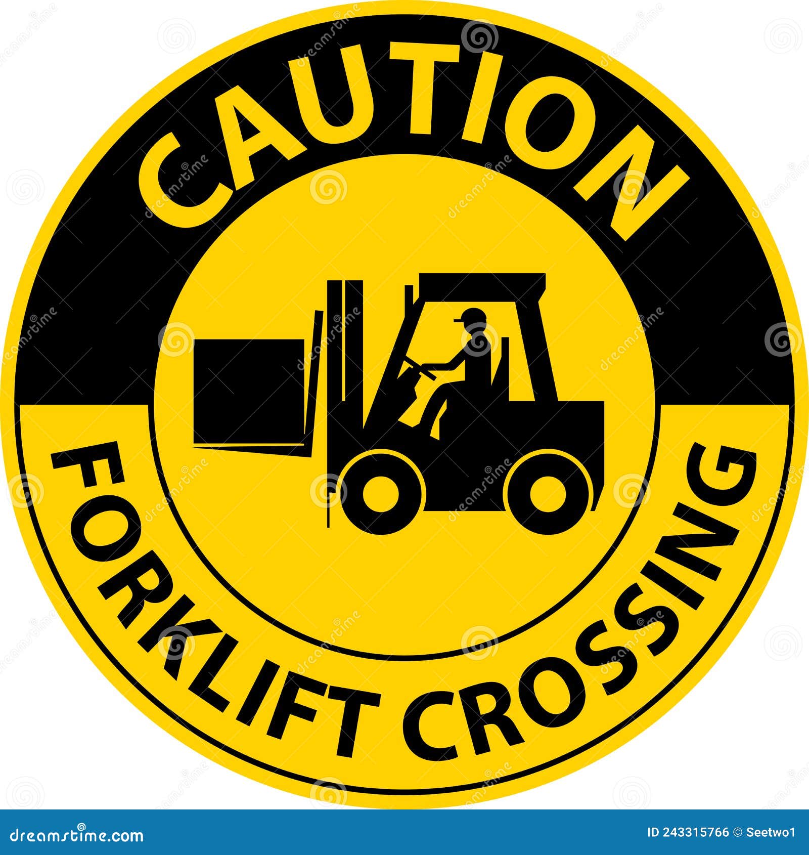 Caution Forklift Traffic Floor Sign On White Background Vector ...