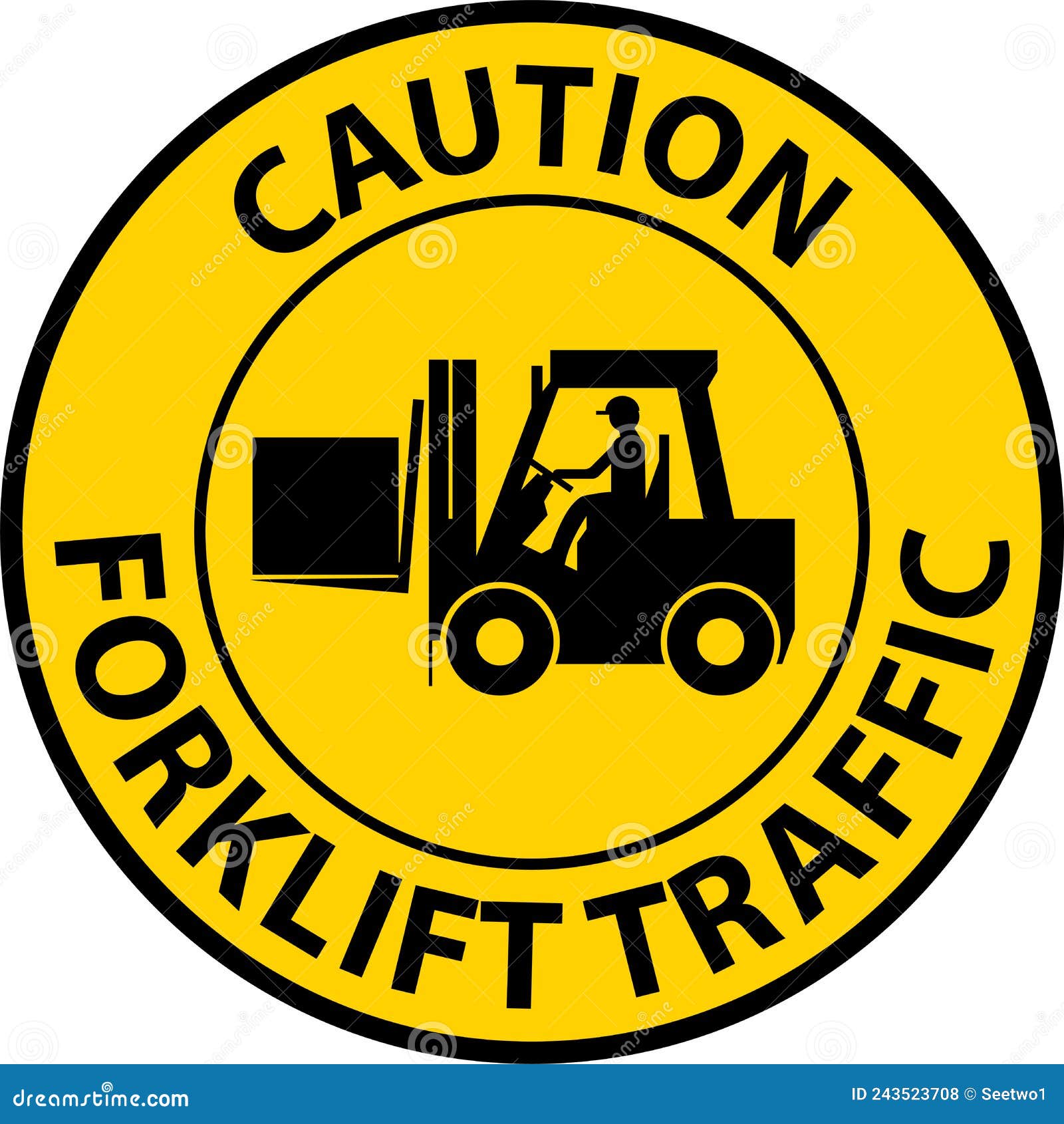 Caution Forklift Traffic Floor Sign on White Background Stock Vector ...