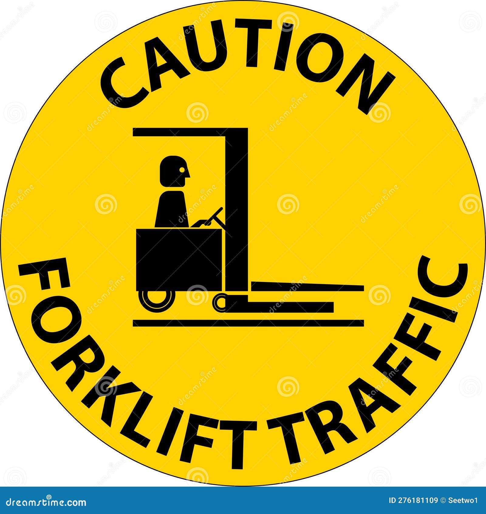 Caution Forklift Traffic Floor Sign on White Background Stock Vector ...