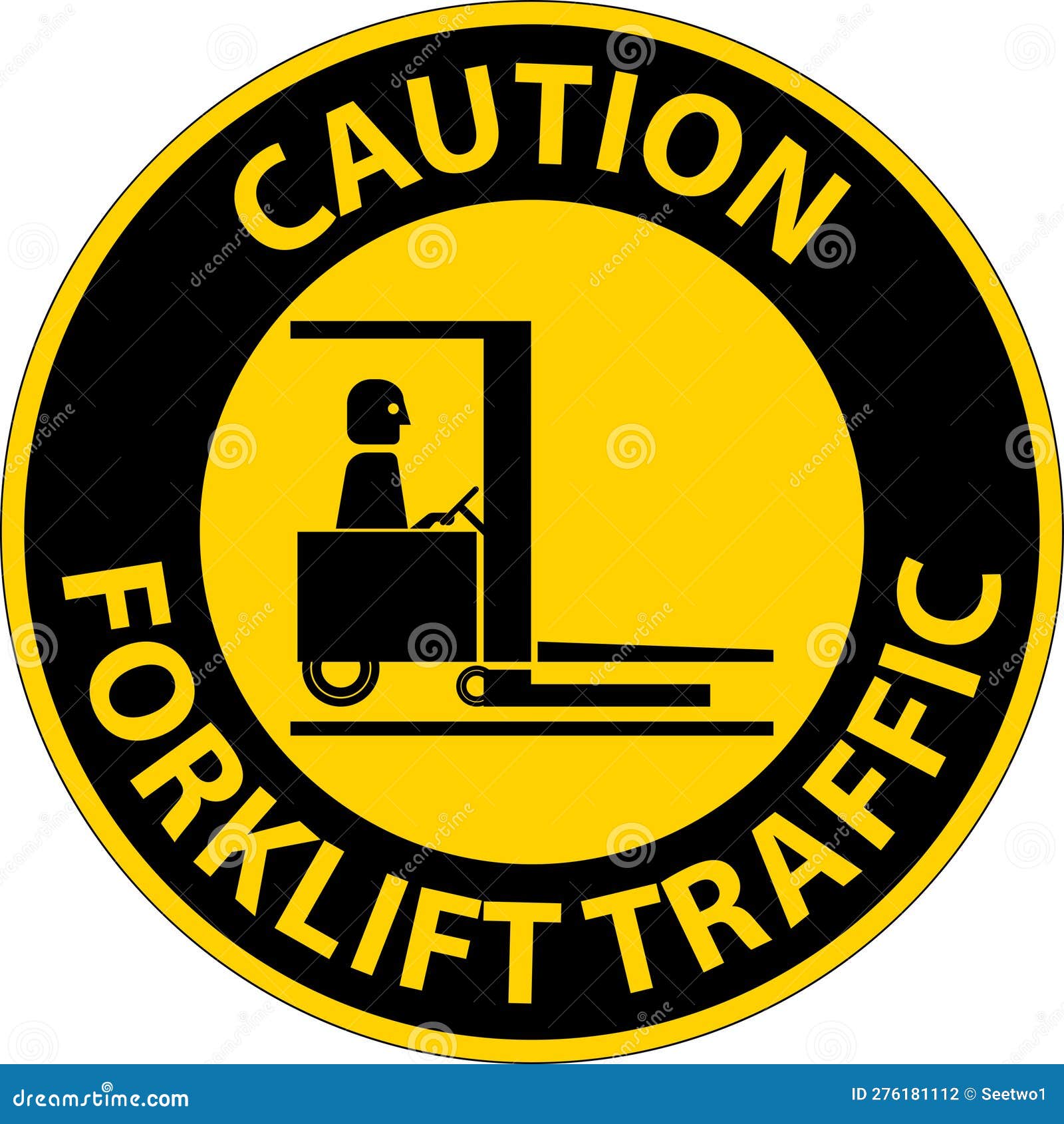 Caution Forklift Traffic Floor Sign on White Background Stock Vector ...