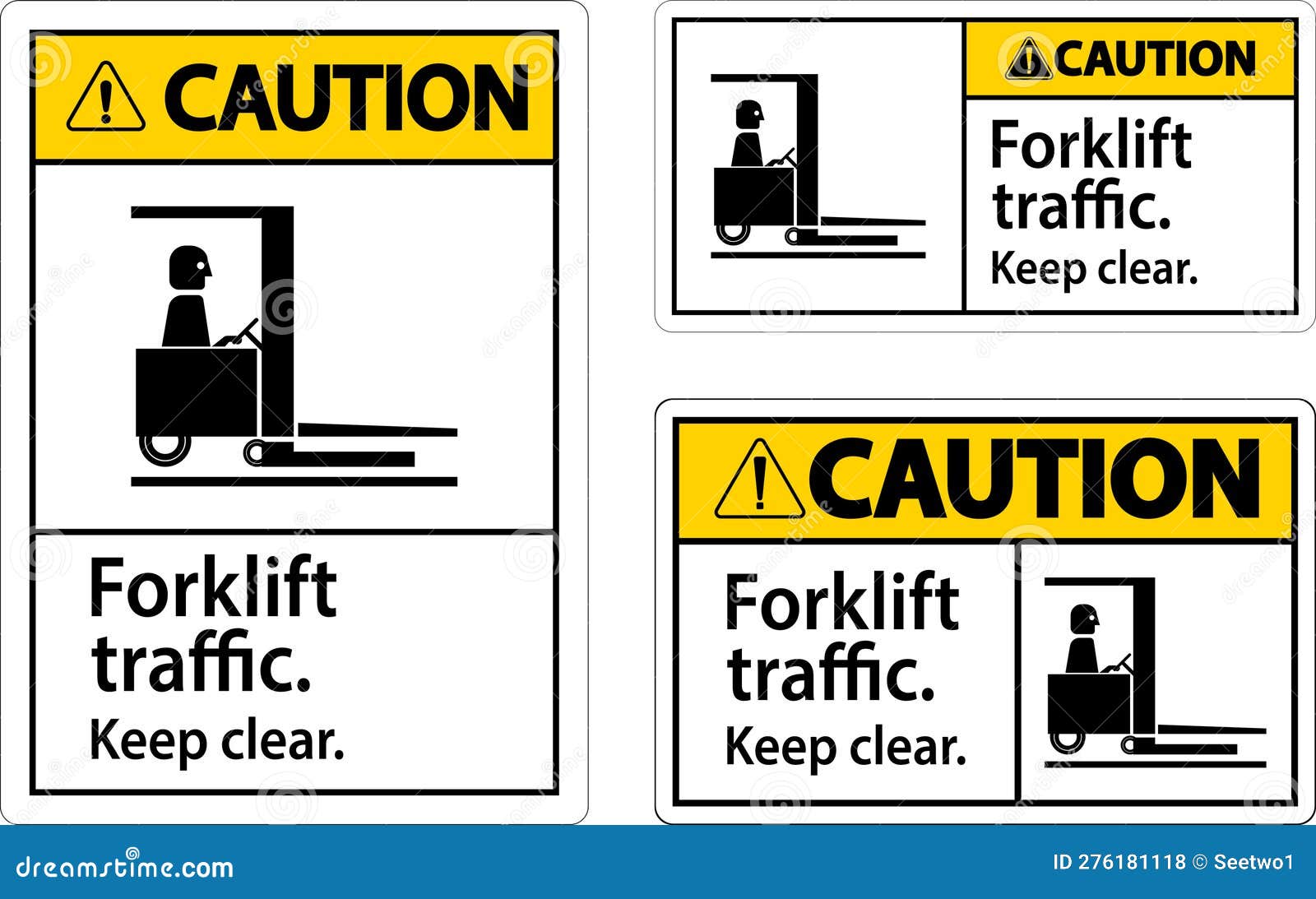Caution Forklift Traffic Keep Clear Sign Stock Vector - Illustration of ...