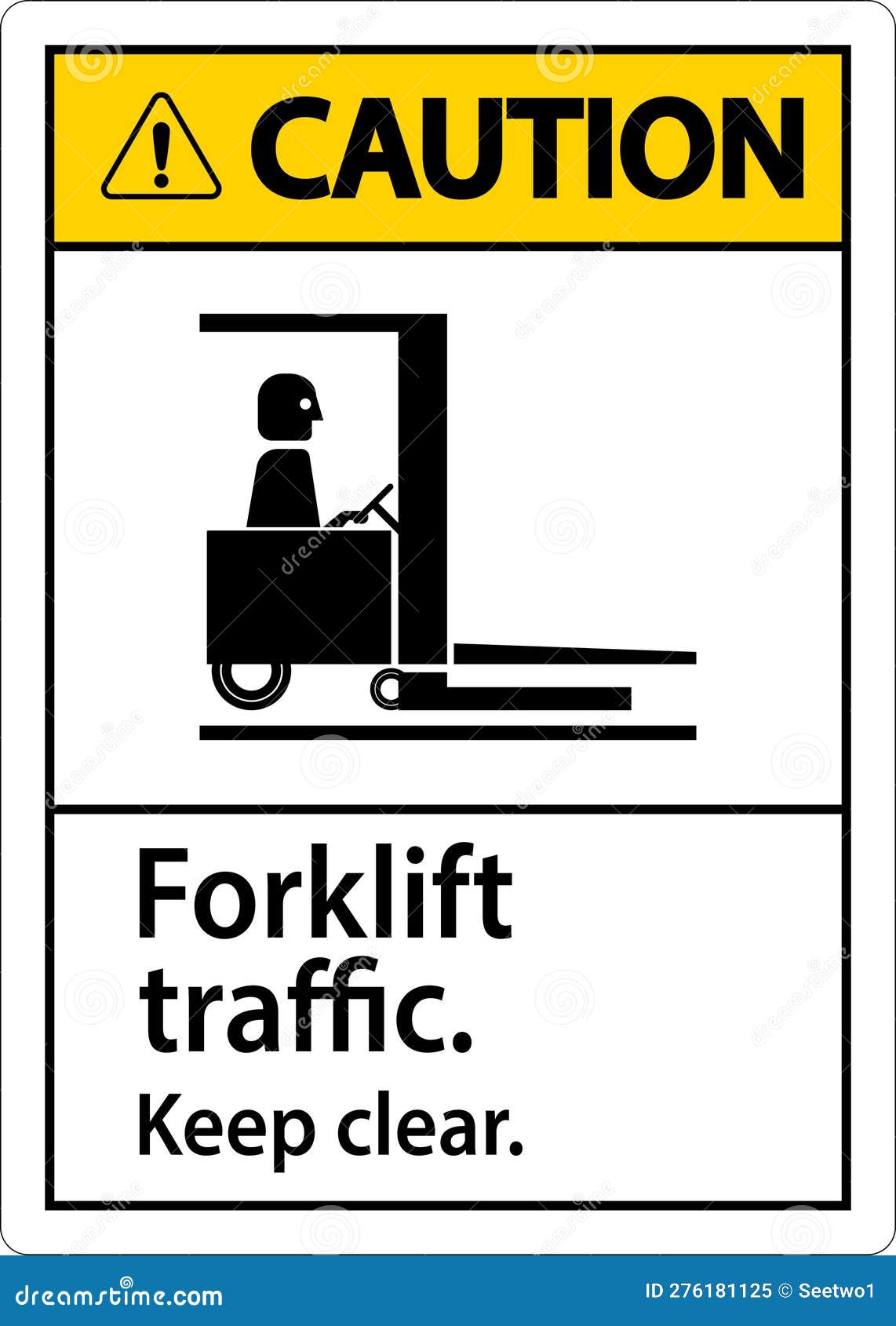 Caution Forklift Traffic Floor Sign On White Background Vector ...