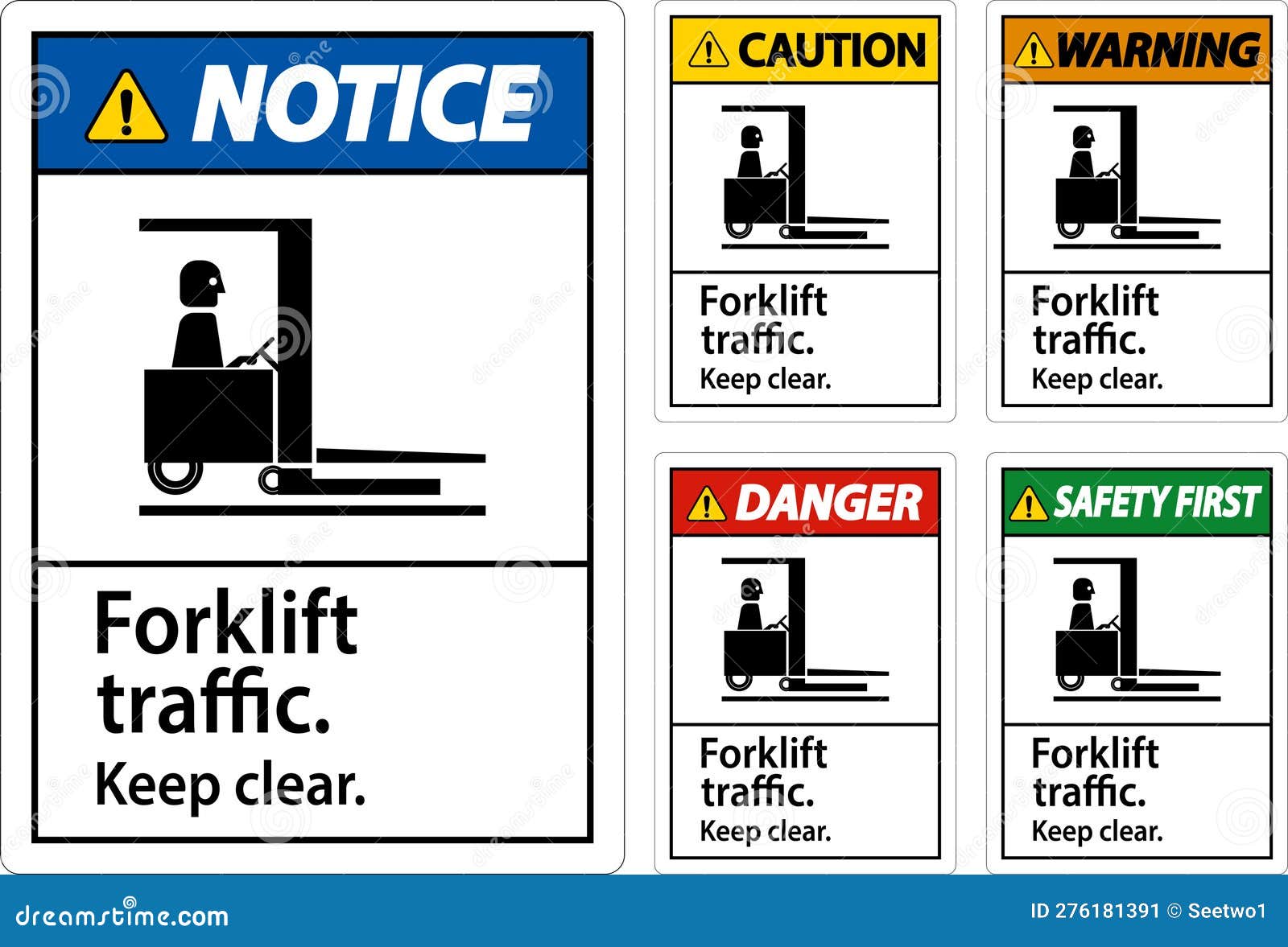 Caution Forklift Traffic Floor Sign On White Background Vector ...