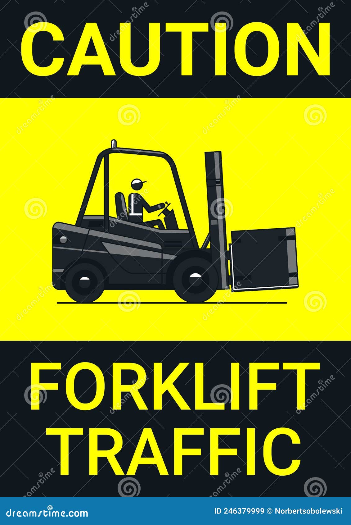 Caution. Forklift traffic stock vector. Illustration of load - 246379999