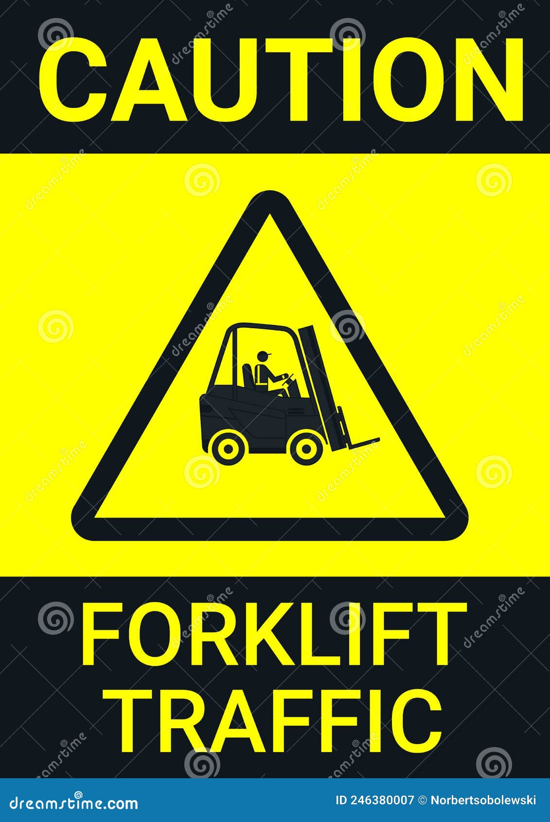 Caution Forklift Traffic Floor Sign On White Background Vector ...