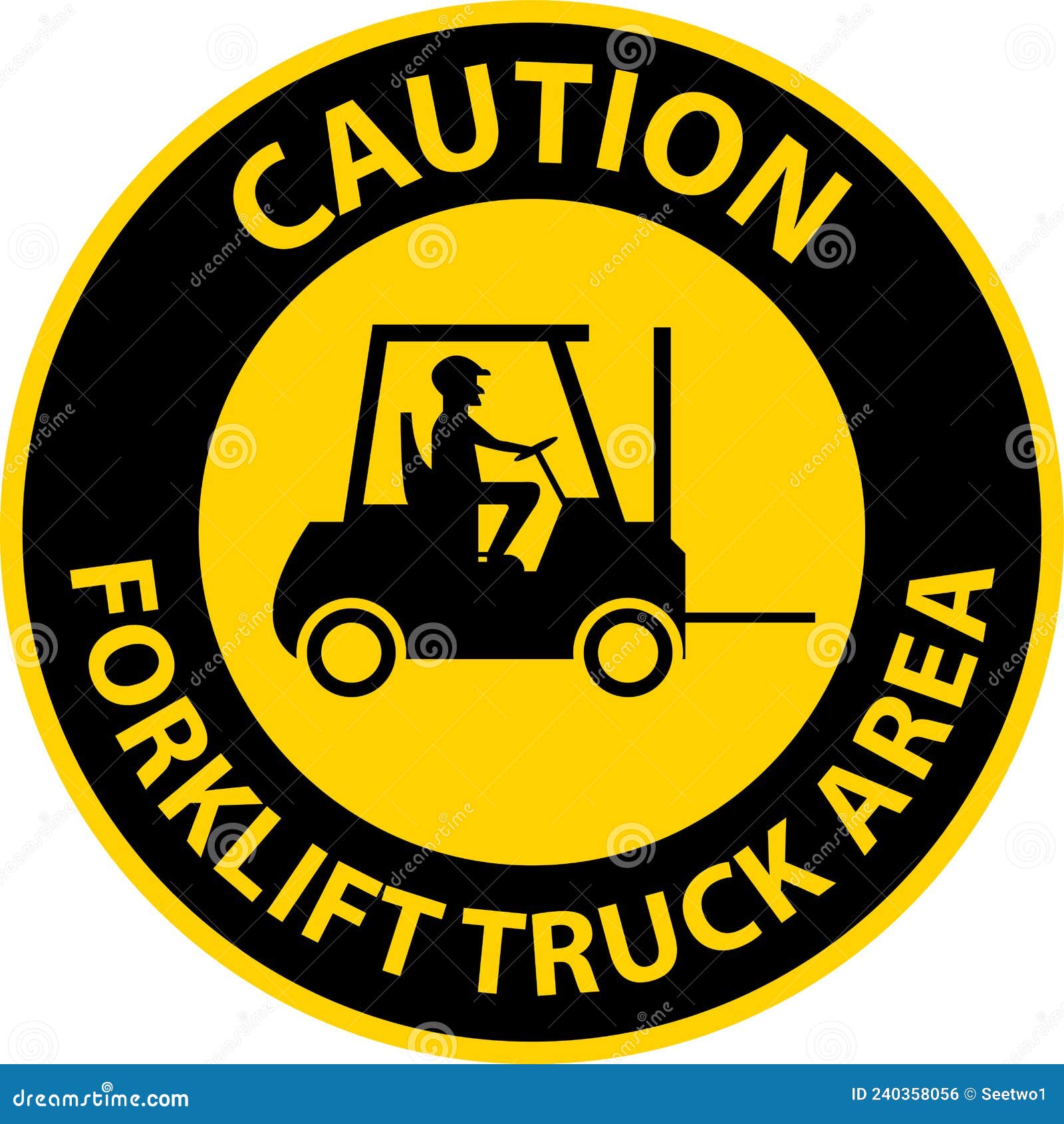 Caution Forklift Traffic Floor Sign On White Background Vector ...
