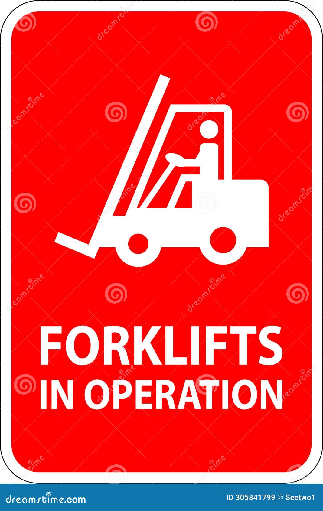 Caution Forklifts in Operation Sign on White Background Stock Vector ...