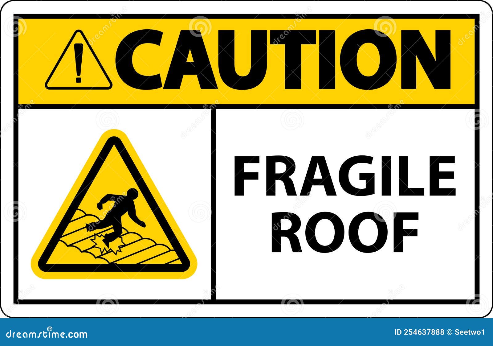Caution Fragile Roof Sign on White Background Stock Vector ...