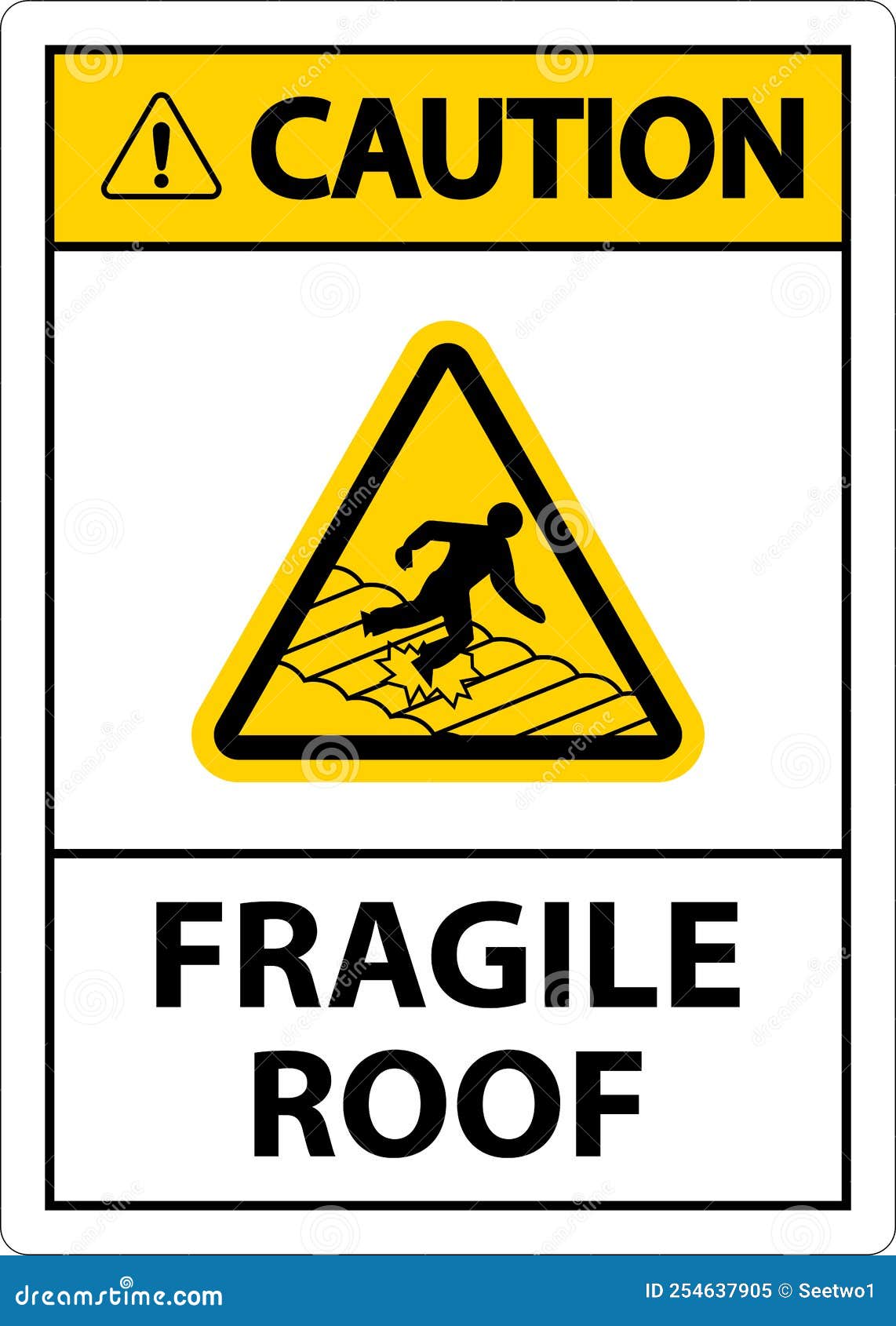 Caution Fragile Roof Sign on White Background Stock Vector ...