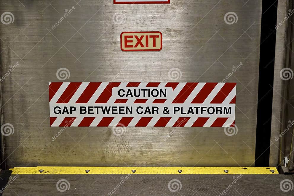 Caution Gap between Car and Platform Stock Photo - Image of sign ...
