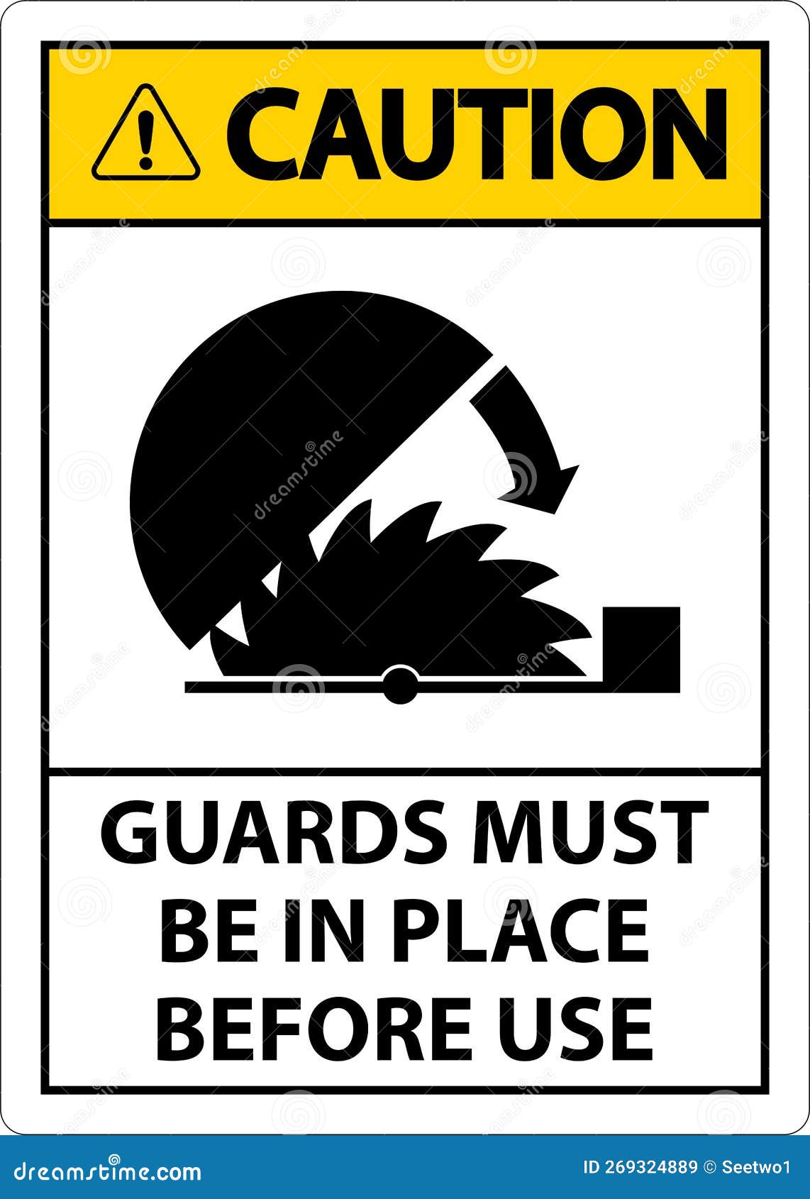 Caution Guards Must Be In Place Before Use Symbol Sign, Vector ...