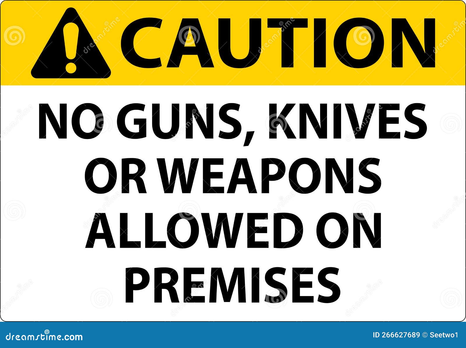 Caution Gun Rules Sign No Guns, Knives or Weapons Allowed on Premises ...