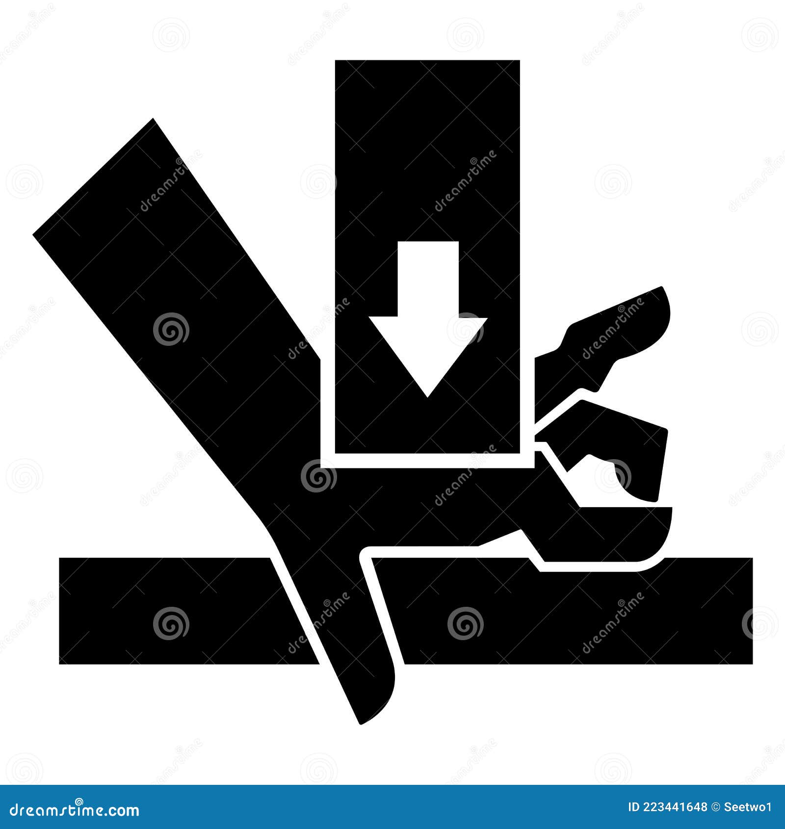 Caution Hand Crush Force from Above Symbol Sign Stock Vector ...