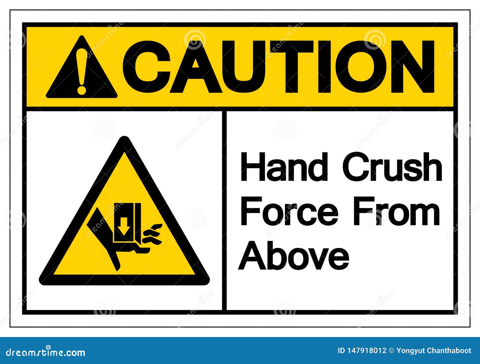 Caution Hand Crush Force from Above Symbol Sign, Vector Illustration ...