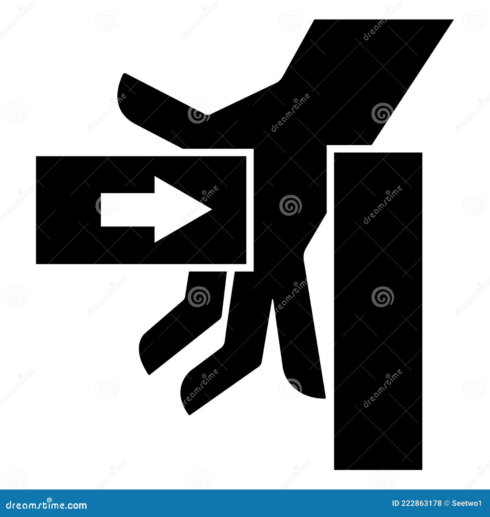 Caution Hand Crush Force from Left Symbol Sign Isolate on White ...