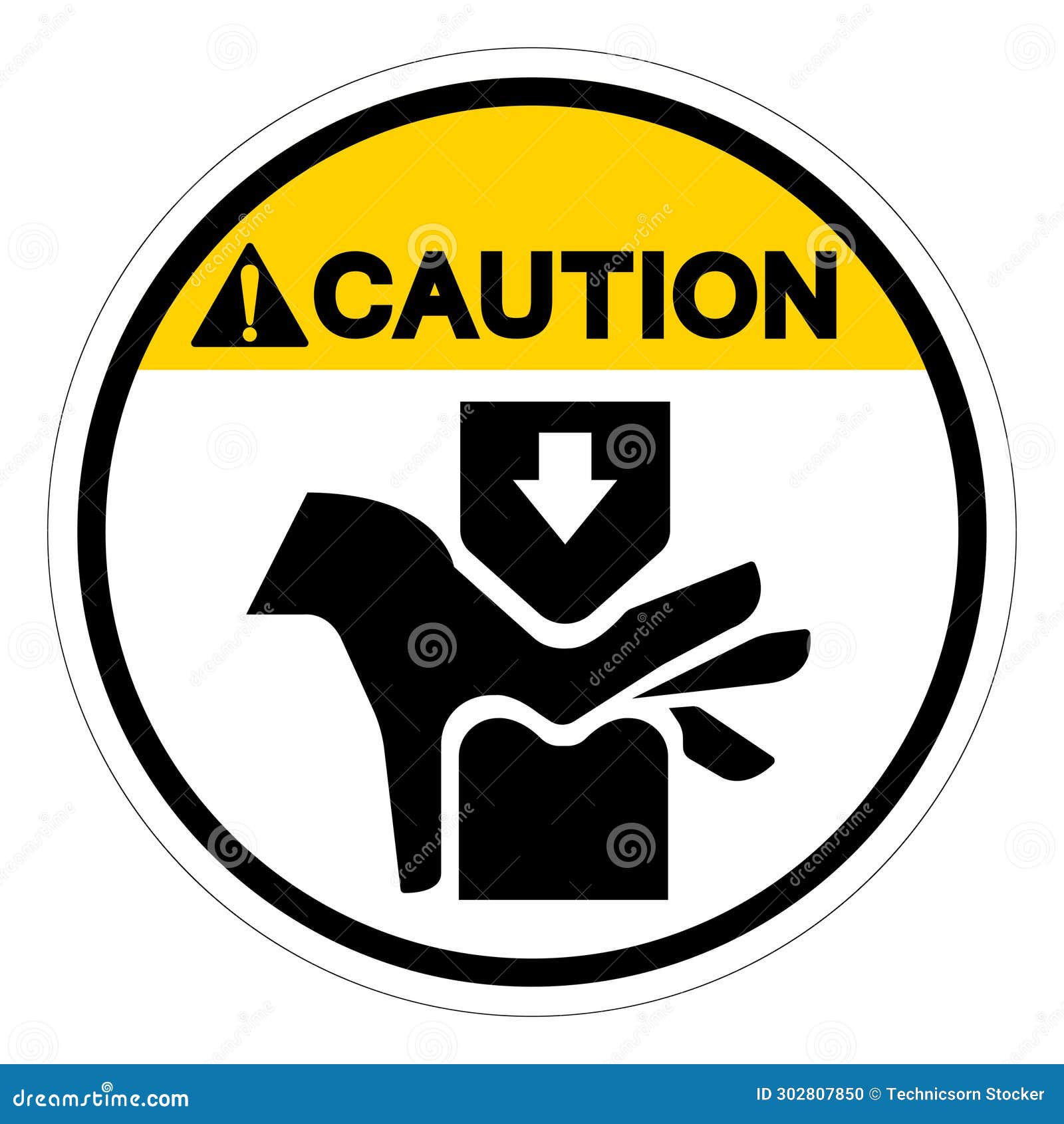 Caution Hand Crush Hazard Symbol Sign, Vector Illustration, Isolate on ...