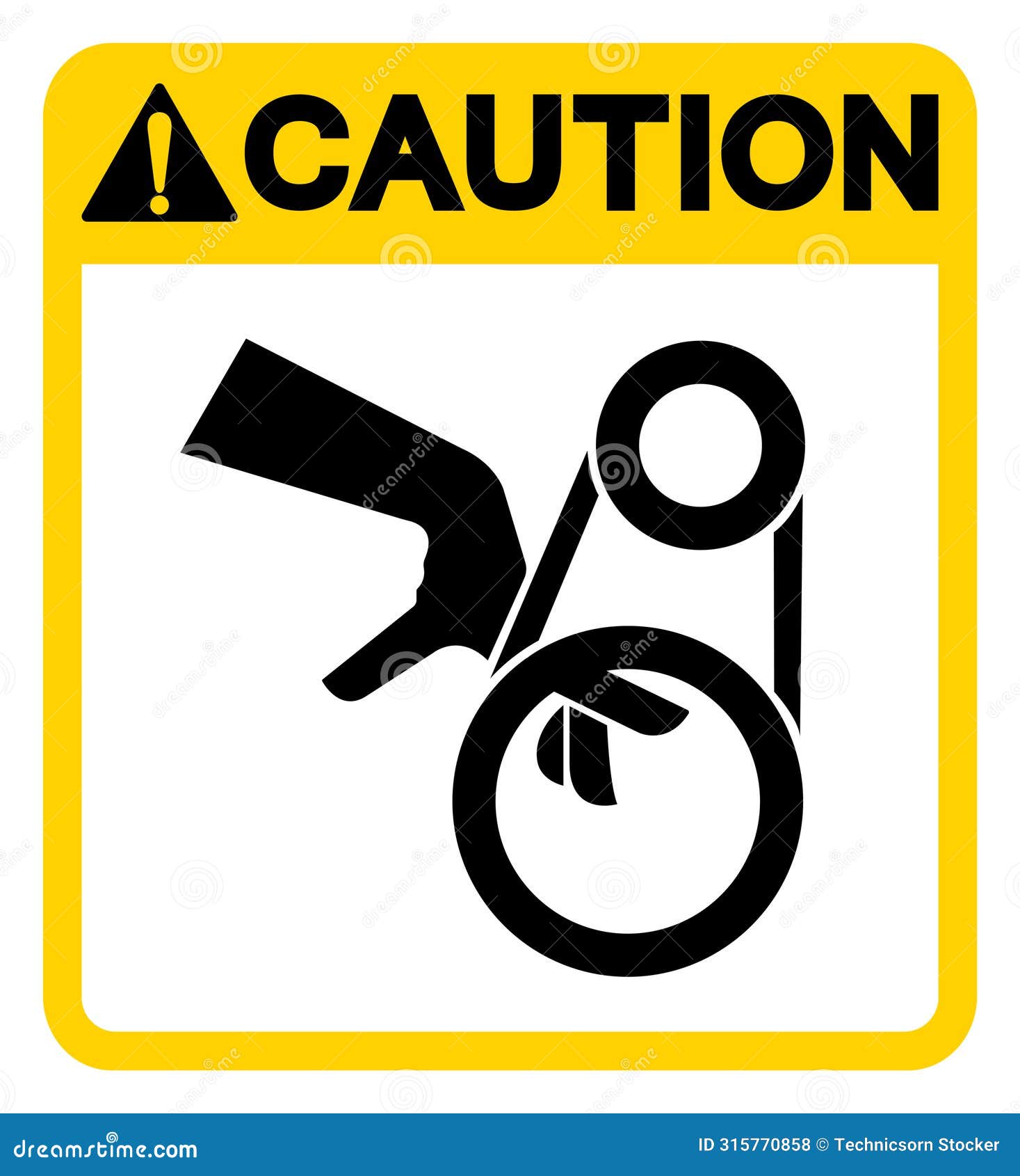 Caution Hand Entanglement Belt Drive Symbol Sign, Vector Illustration ...