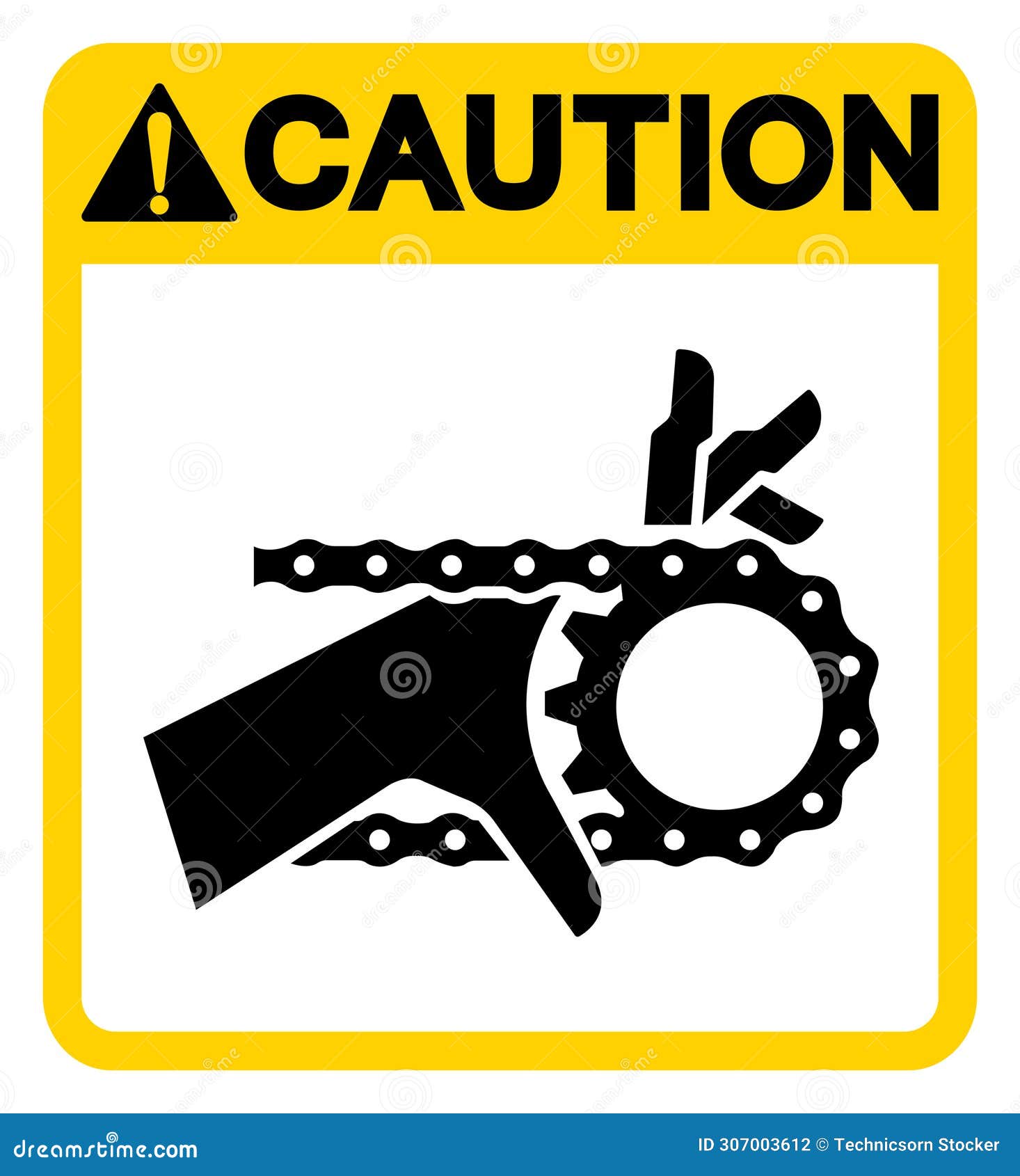 Caution Hand Entanglement Chain Drive Symbol Sign, Vector Illustration ...