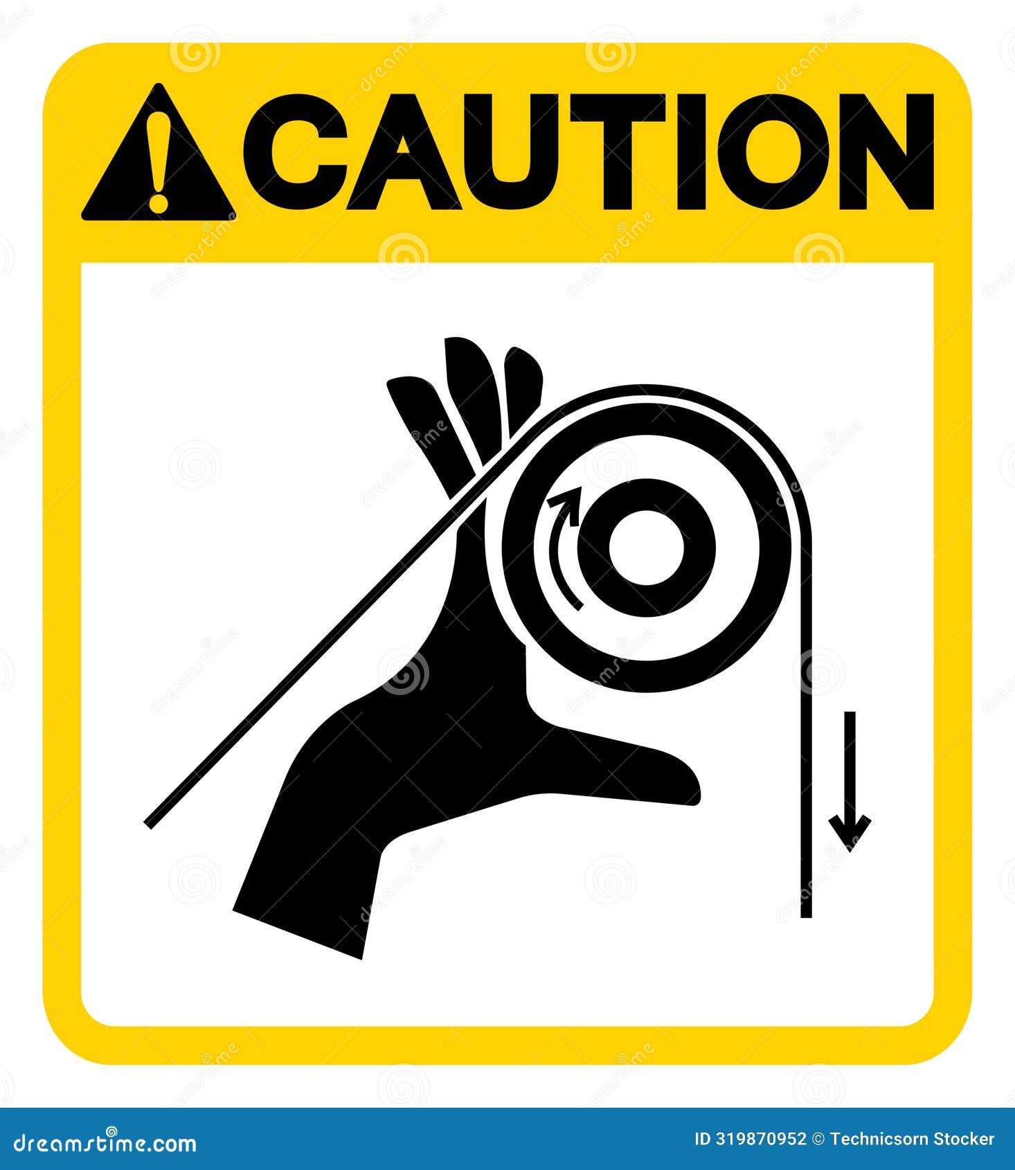 Caution Hand Entanglement Rollers Symbol Sign, Vector Illustration ...