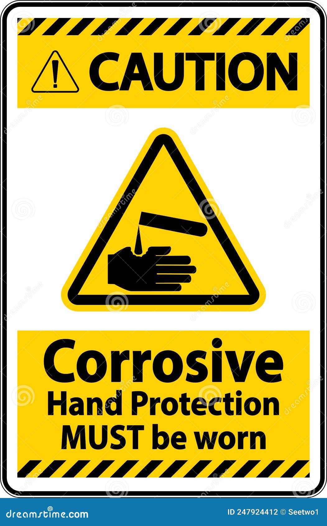Caution Hand Protection Must Be Worn Sign on White Background Stock ...