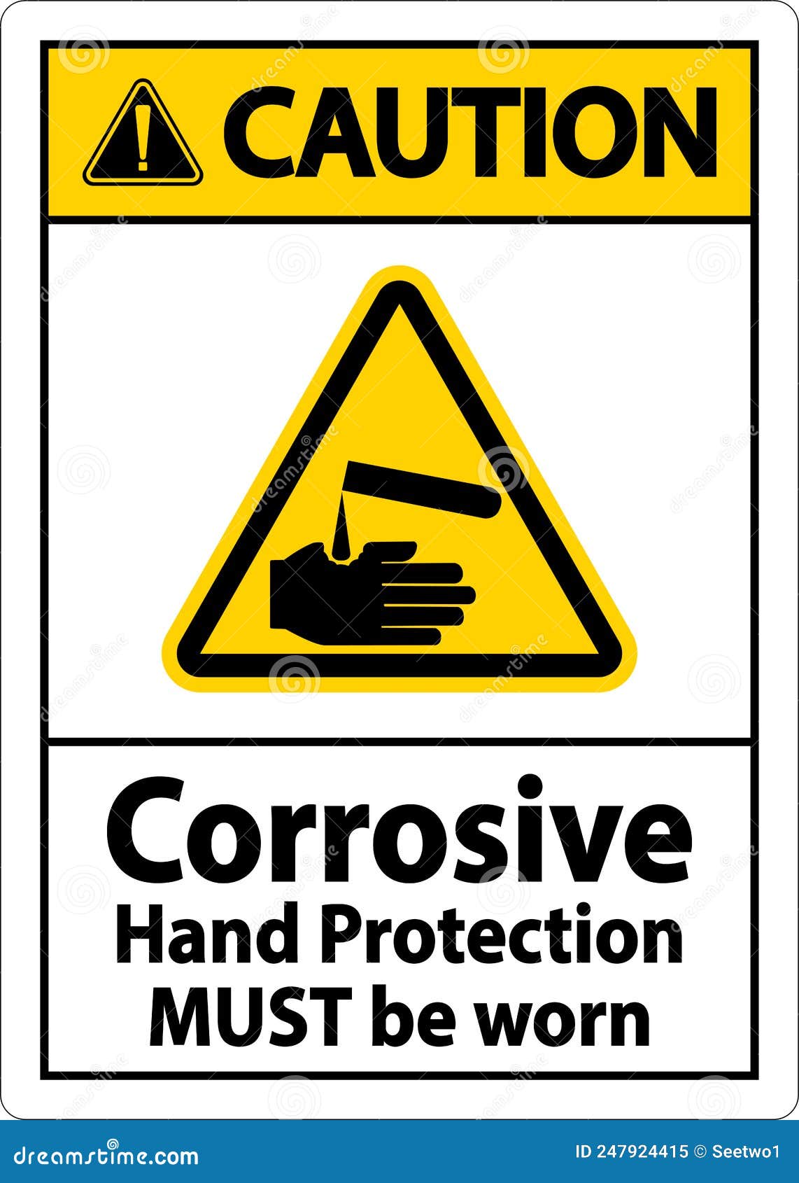 Caution Hand Protection Must Be Worn Sign on White Background Stock ...