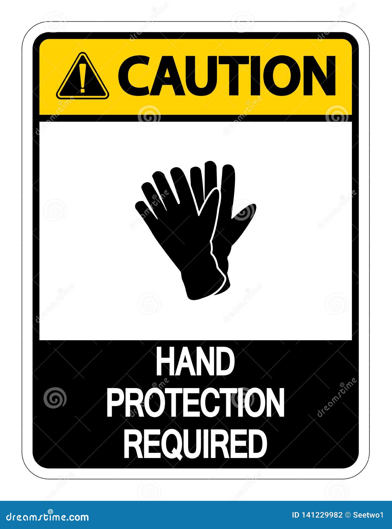 Symbol Caution Hand Protection Required Sign on White Background Stock ...