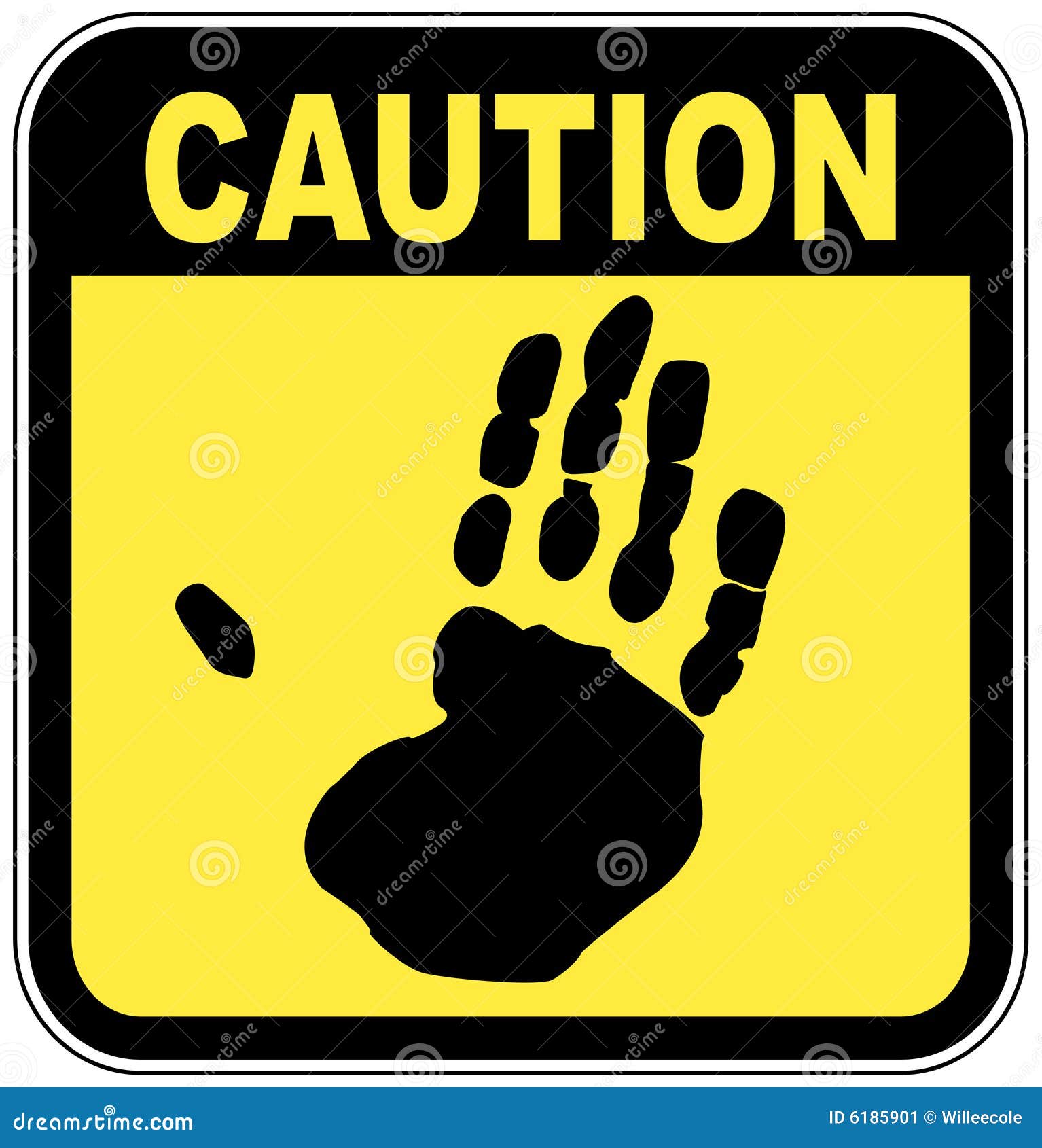 Caution hand sign stock vector. Illustration of notice - 6185901
