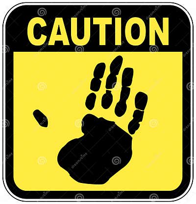 Caution hand sign stock vector. Illustration of notice - 6185901