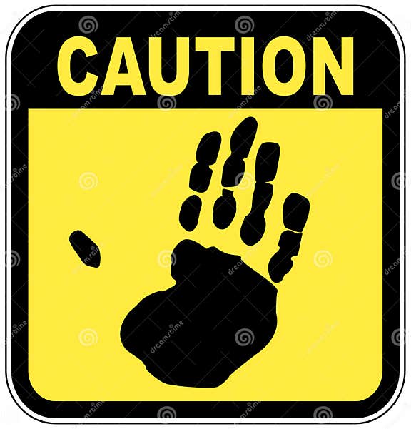 Caution hand sign stock vector. Illustration of notice - 6185901