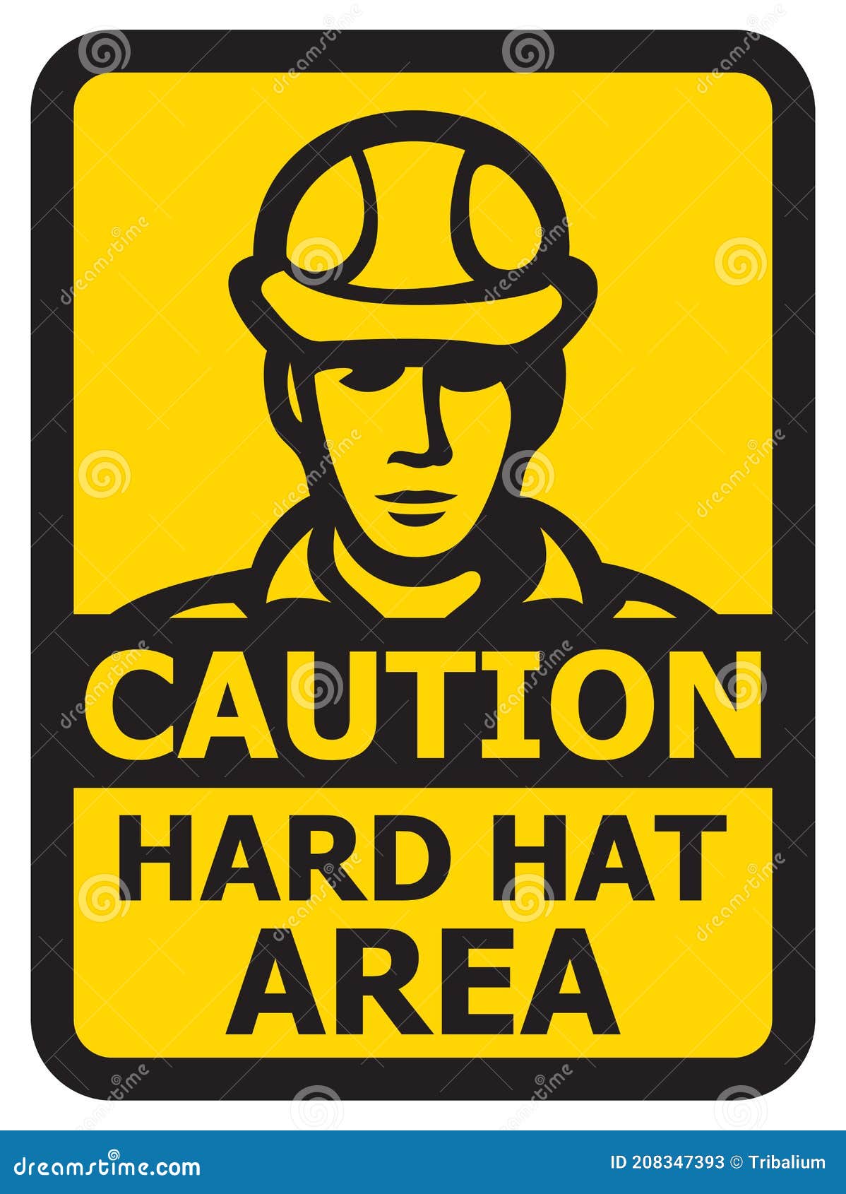 Caution Hard Hat Area Sign Vector Illustration Stock Vector ...