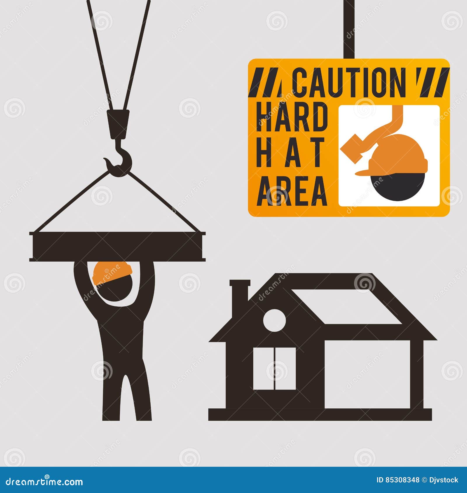 Caution Hard Hats Required Symbol Sign, Vector Illustration, Isolate On ...