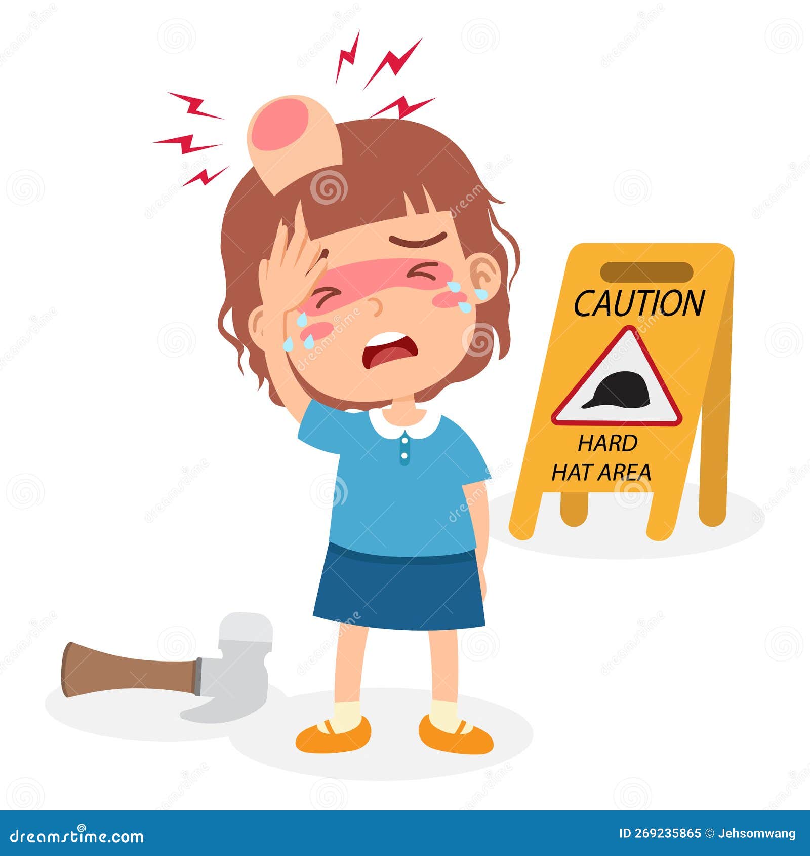 Caution Hard Hat Required Signs - Safety Signs Cartoon Vector ...