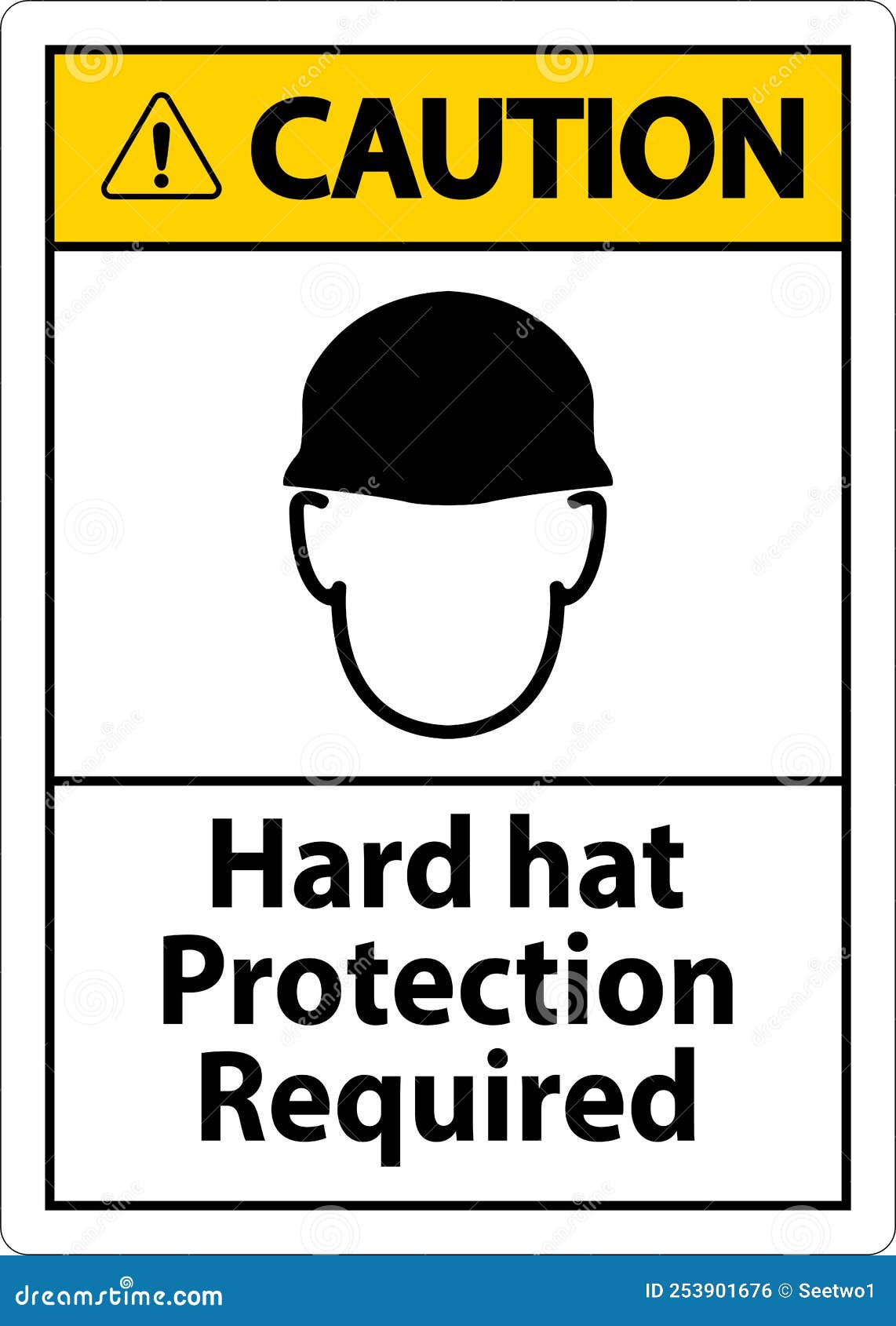 Caution Hard Hats Required Symbol Sign, Vector Illustration, Isolate On ...