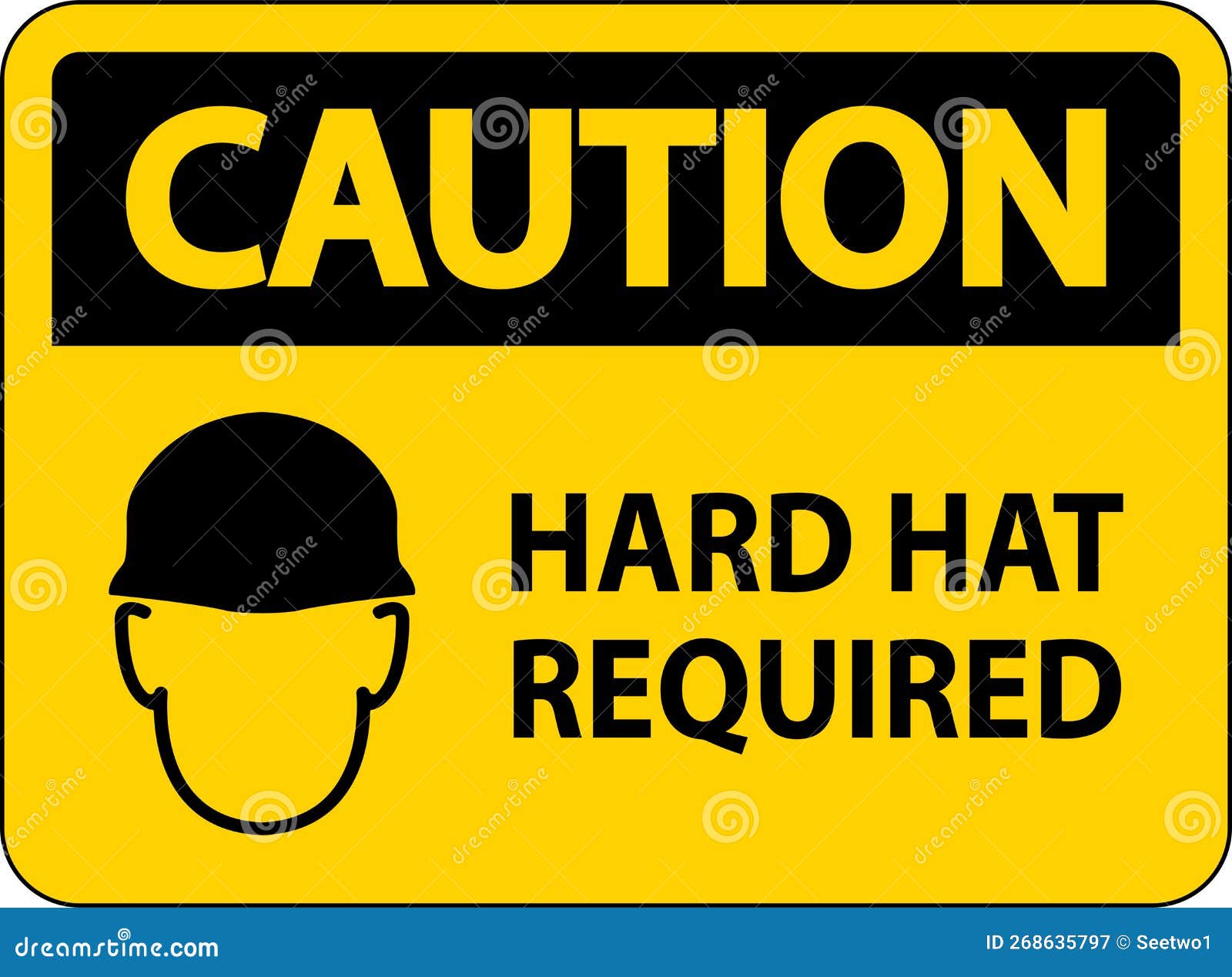 Caution Hard Hat Required Sign on White Background Stock Vector ...