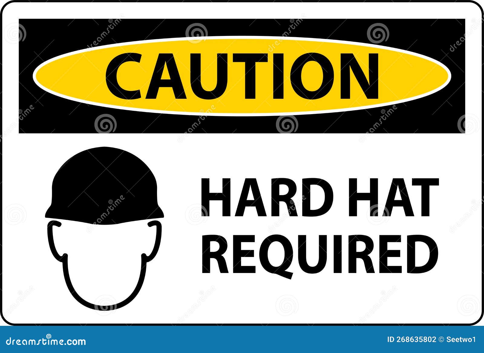 Caution Hard Hat Required Signs - Safety Signs Cartoon Vector ...