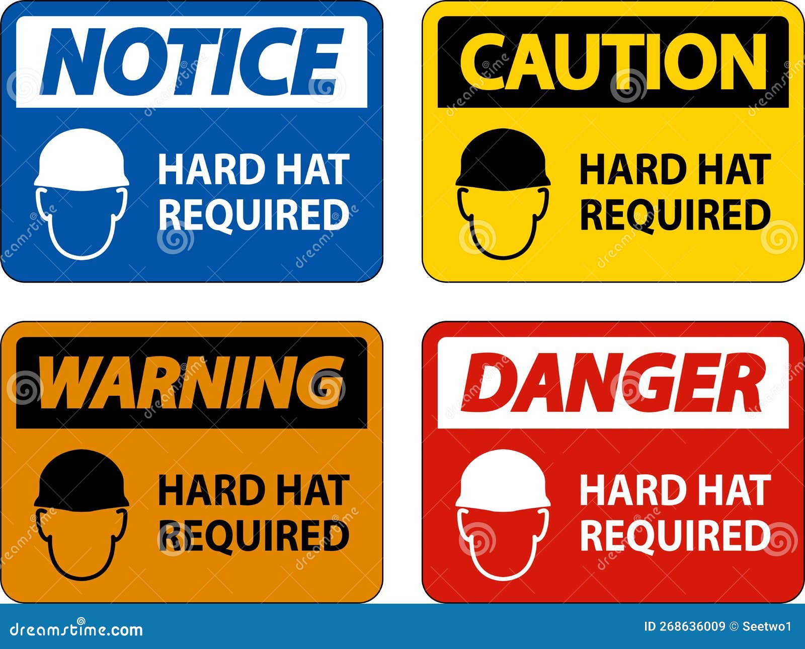 Caution Hard Hat Required Sign on White Background Stock Vector ...