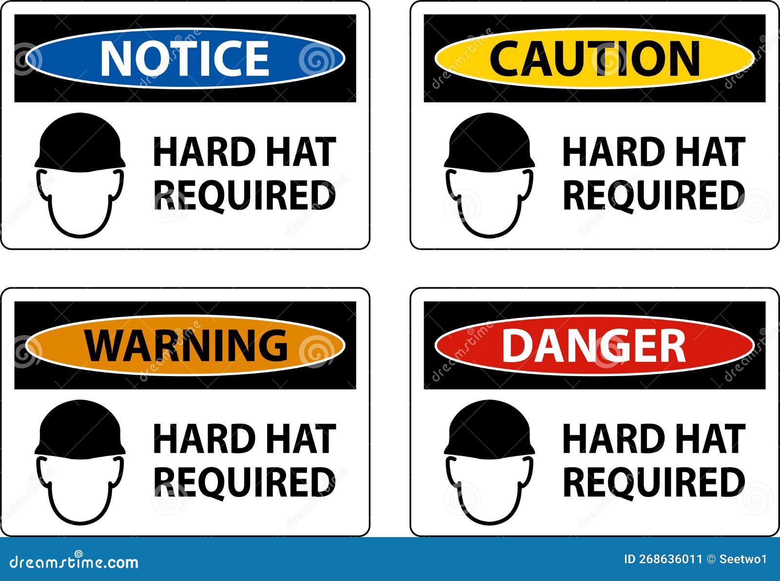 Caution Hard Hat Required Sign on White Background Stock Vector ...