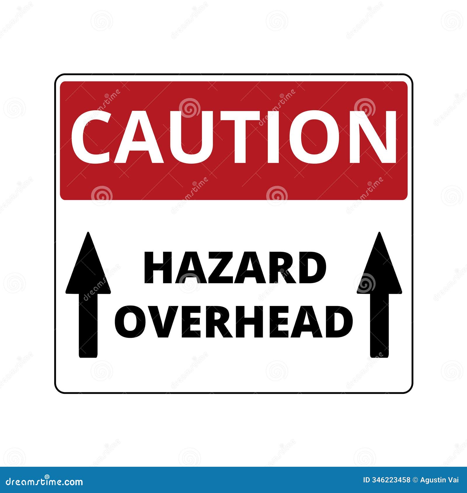 Caution Hazard Overhead Sign on a White Background Stock Illustration ...