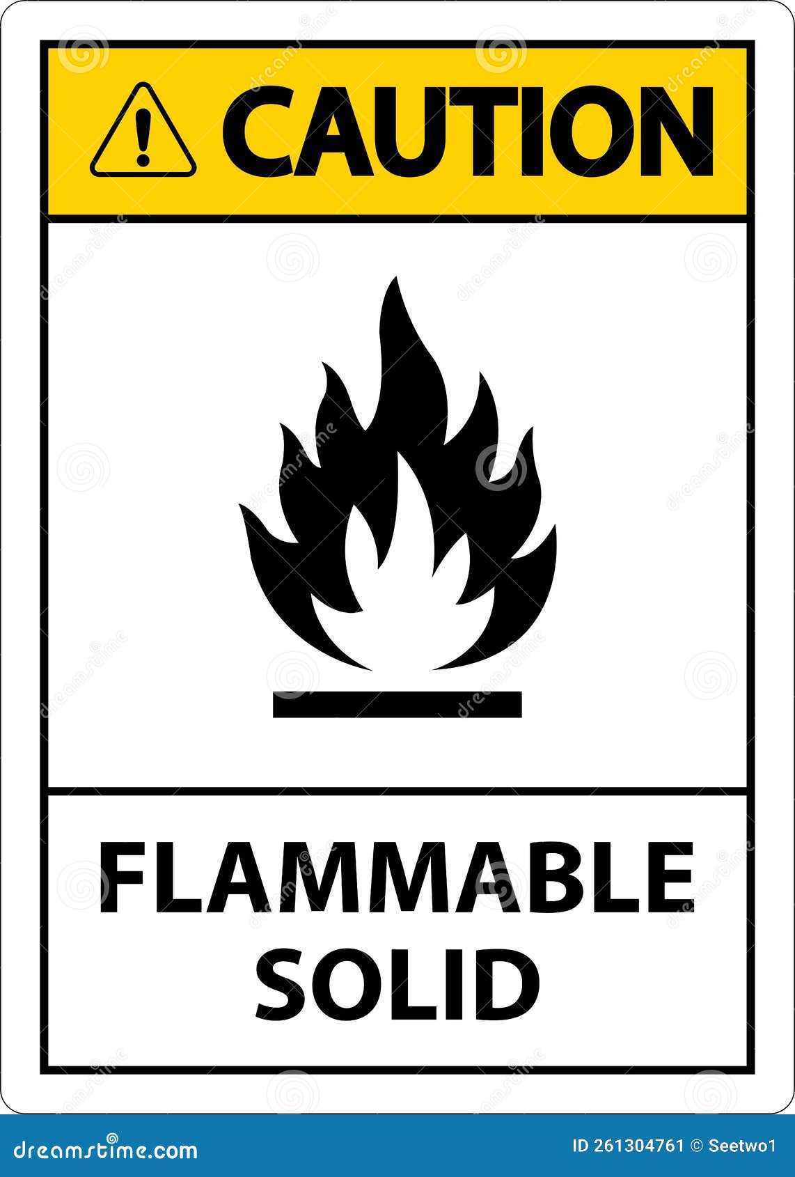 Caution Hazardous Signs Flammable Solid on White Background Stock ...