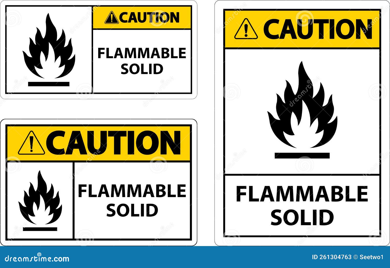 Caution Hazardous Signs Flammable Solid on White Background Stock ...