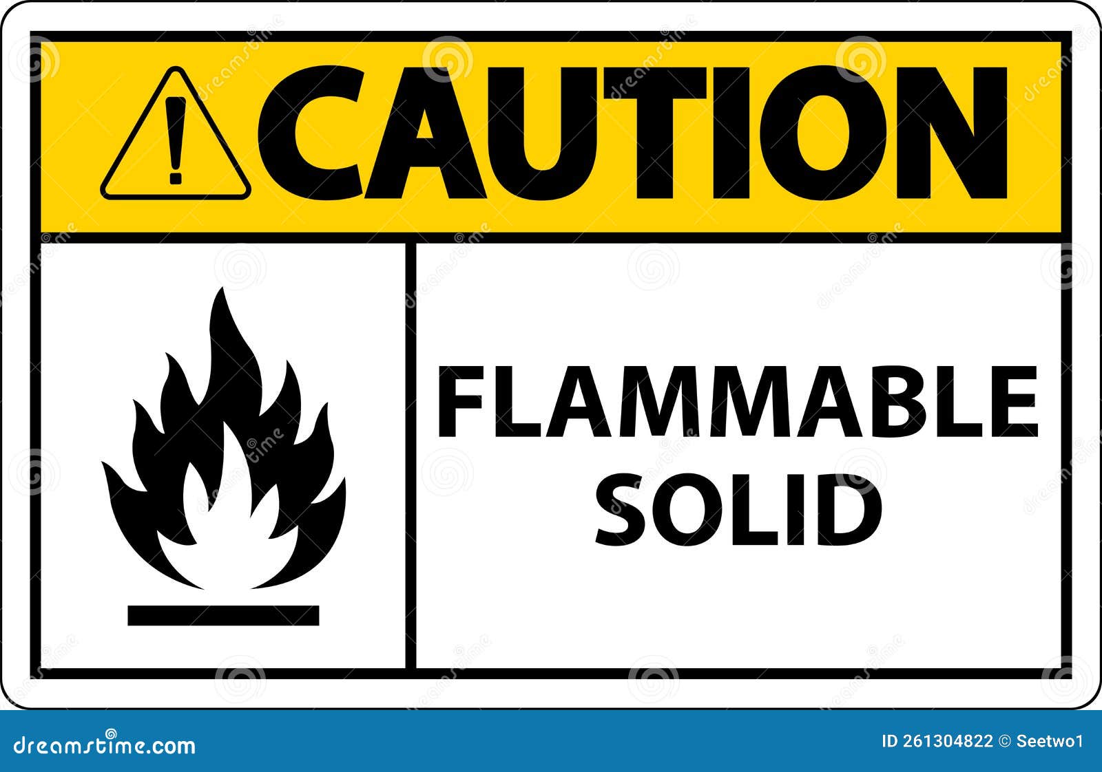Caution Hazardous Signs Flammable Solid on White Background Stock ...