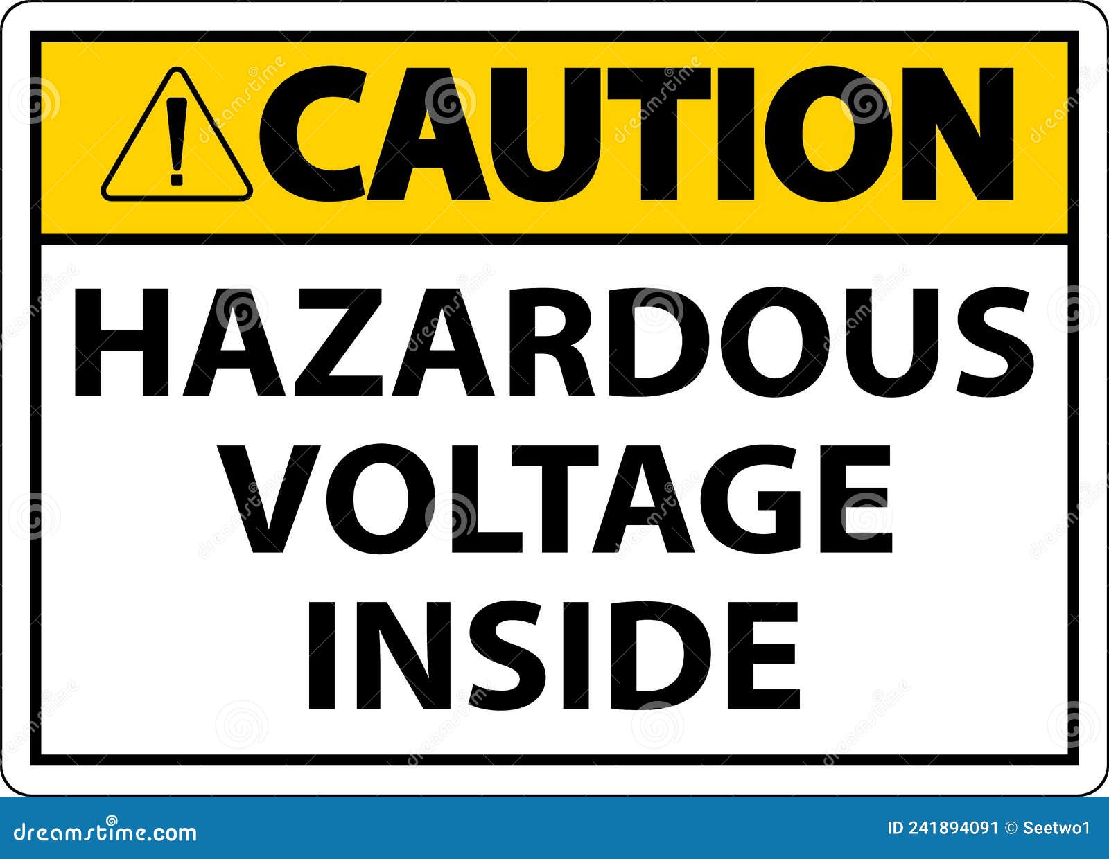 Caution Hazardous Voltage Inside Sign on White Background Stock Vector - Illustration of ...