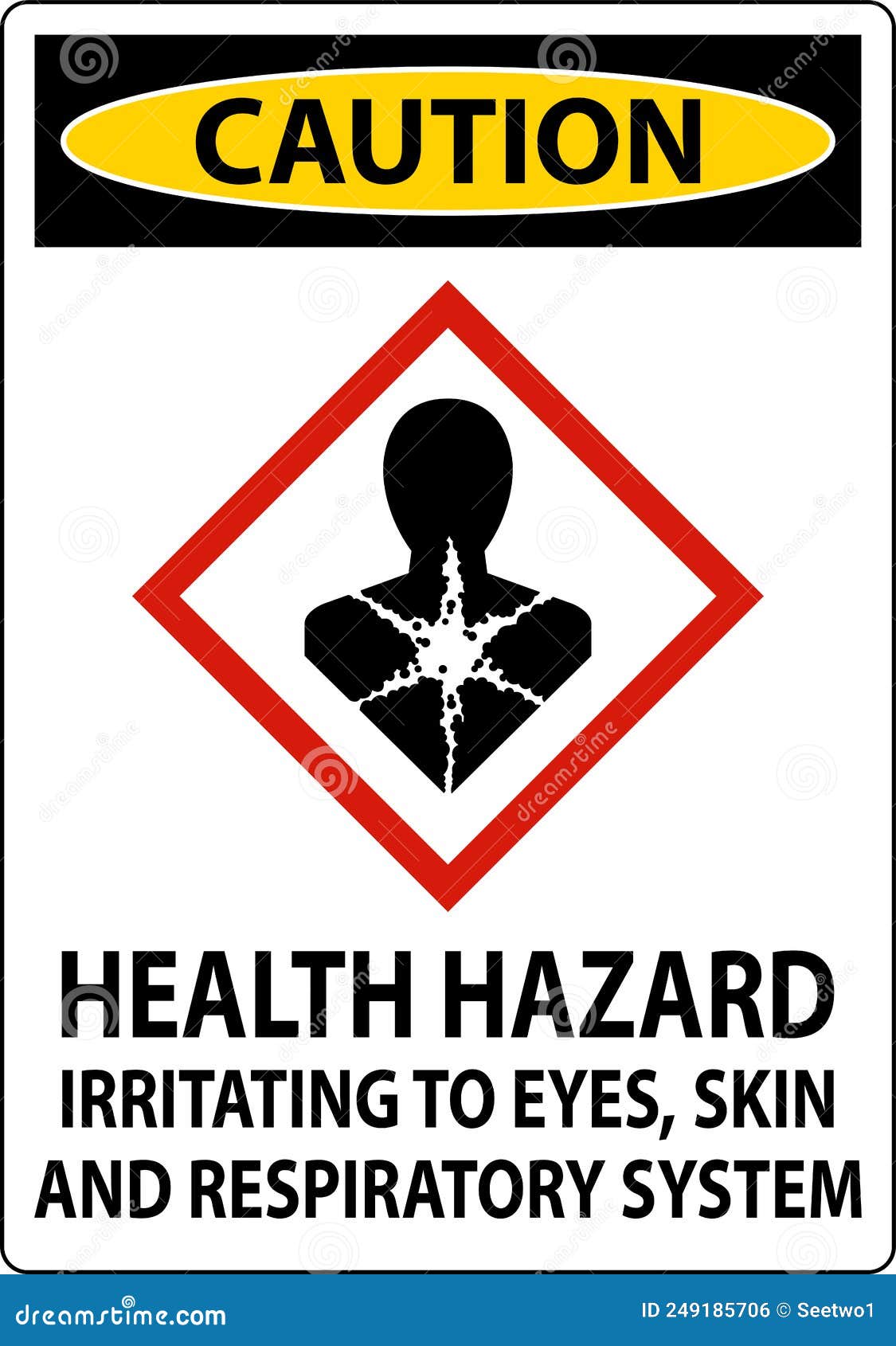 Caution Health Hazard GHS Sign on White Background Stock Vector ...