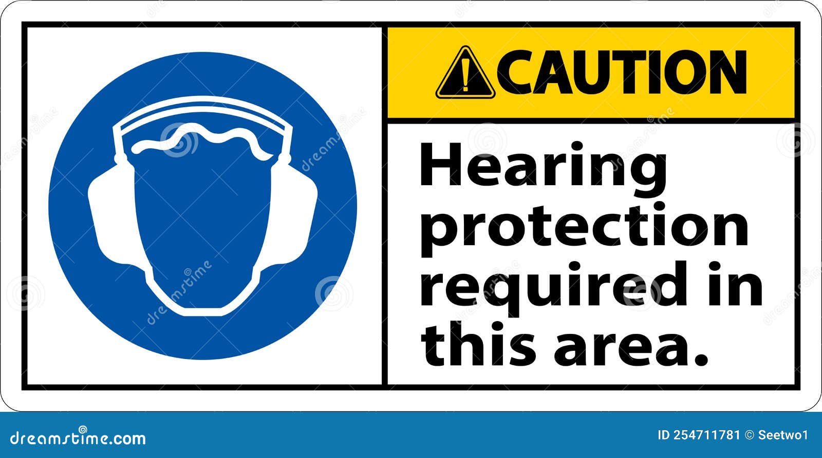 Caution Hearing Protection Required in this Area. on White Background ...