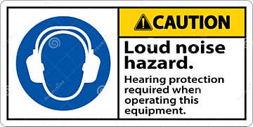 Caution Hearing Protection Required Sign on White Background Stock ...