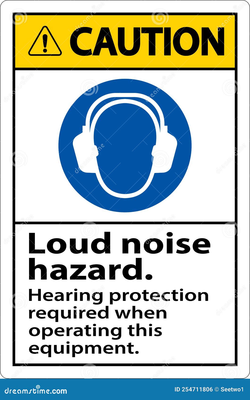 Caution Hearing Protection Required Sign on White Background Stock ...