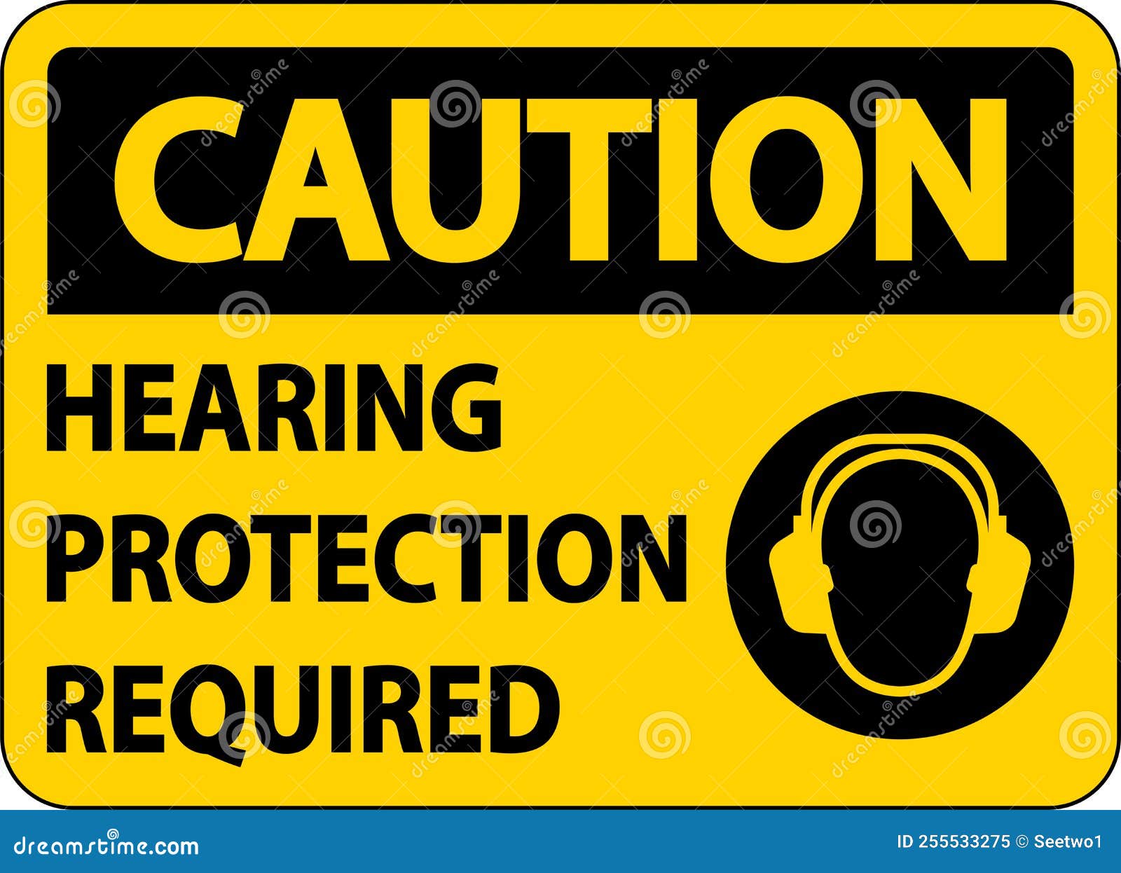 Caution Hearing Protection Required Sign on White Background Stock ...