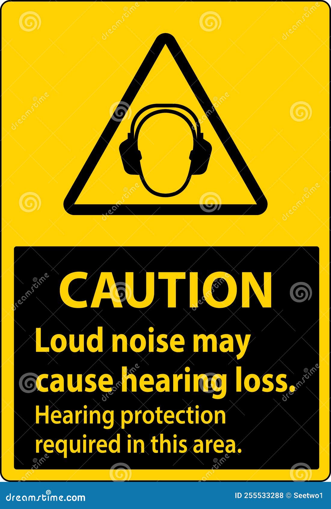 Caution Hearing Protection Required Sign on White Background Stock ...