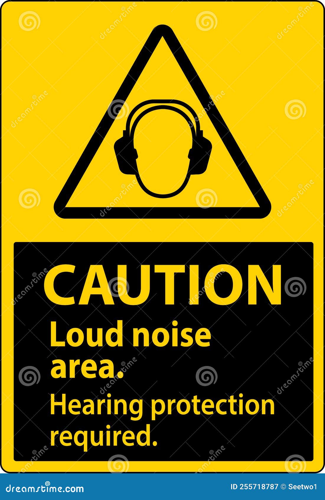 Caution Hearing Protection Required Sign on White Background Stock ...
